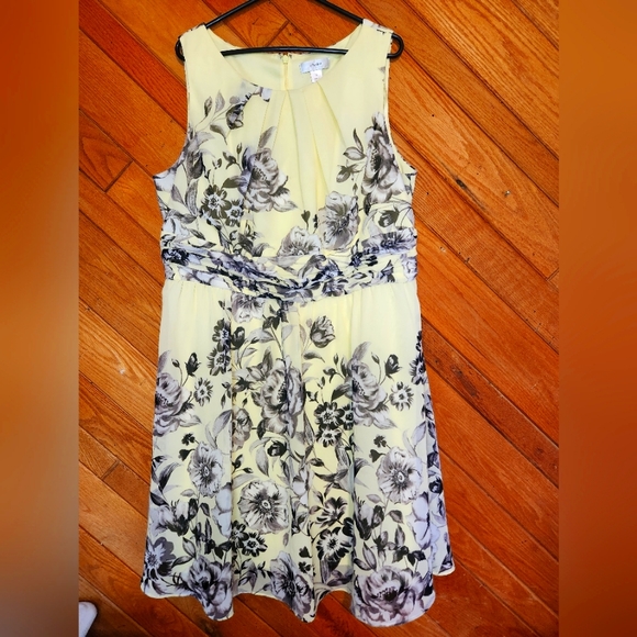 CJ Banks | Dresses | Cj Banks 8w Light Butter Yellow And Black Floral ...